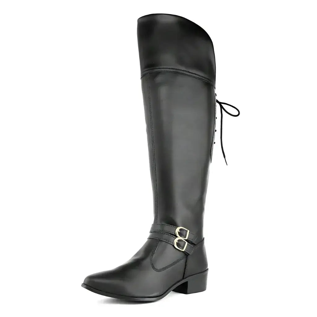 Bota Over The Knee Sem Salto Preta - Estilo com Elegância – Vistella